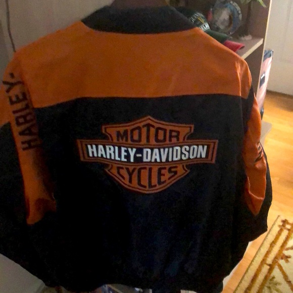 Harley-Davidson | Jackets & Coats | Black Orange Harley Davidson ...